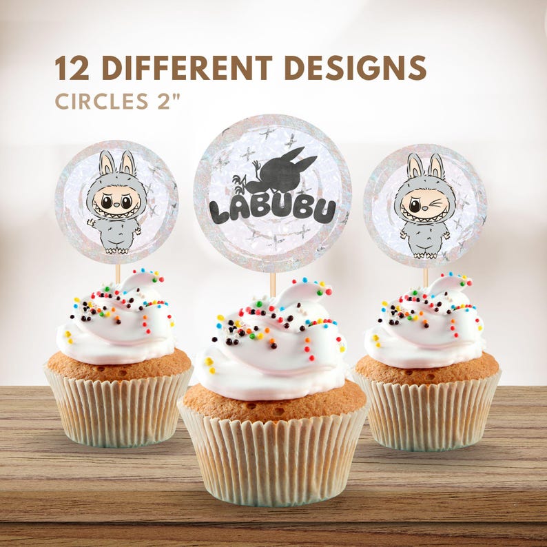 Printable Labubu Cupcake Toppers, Birthday 2IN Toppers, Monsters Party ...