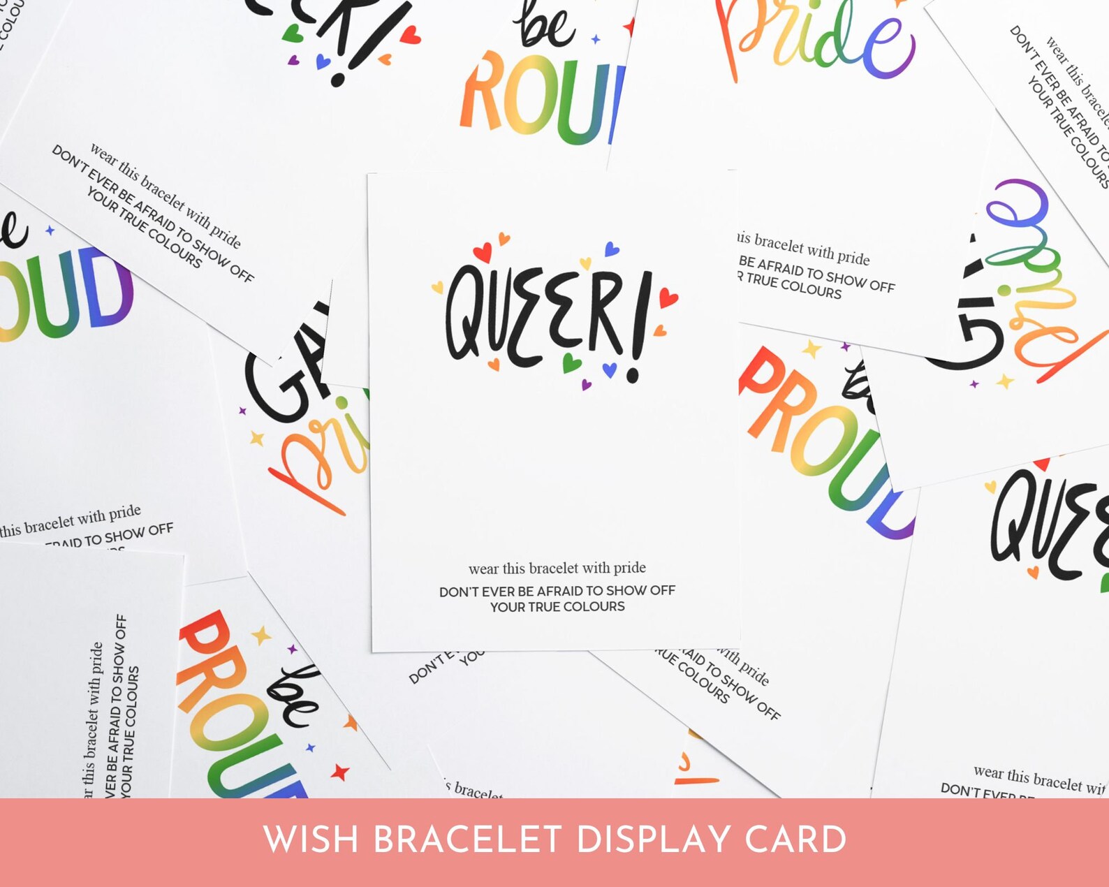 Printable Pride Bracelet Card Holder, Rainbow Bracelet Display Cards ...