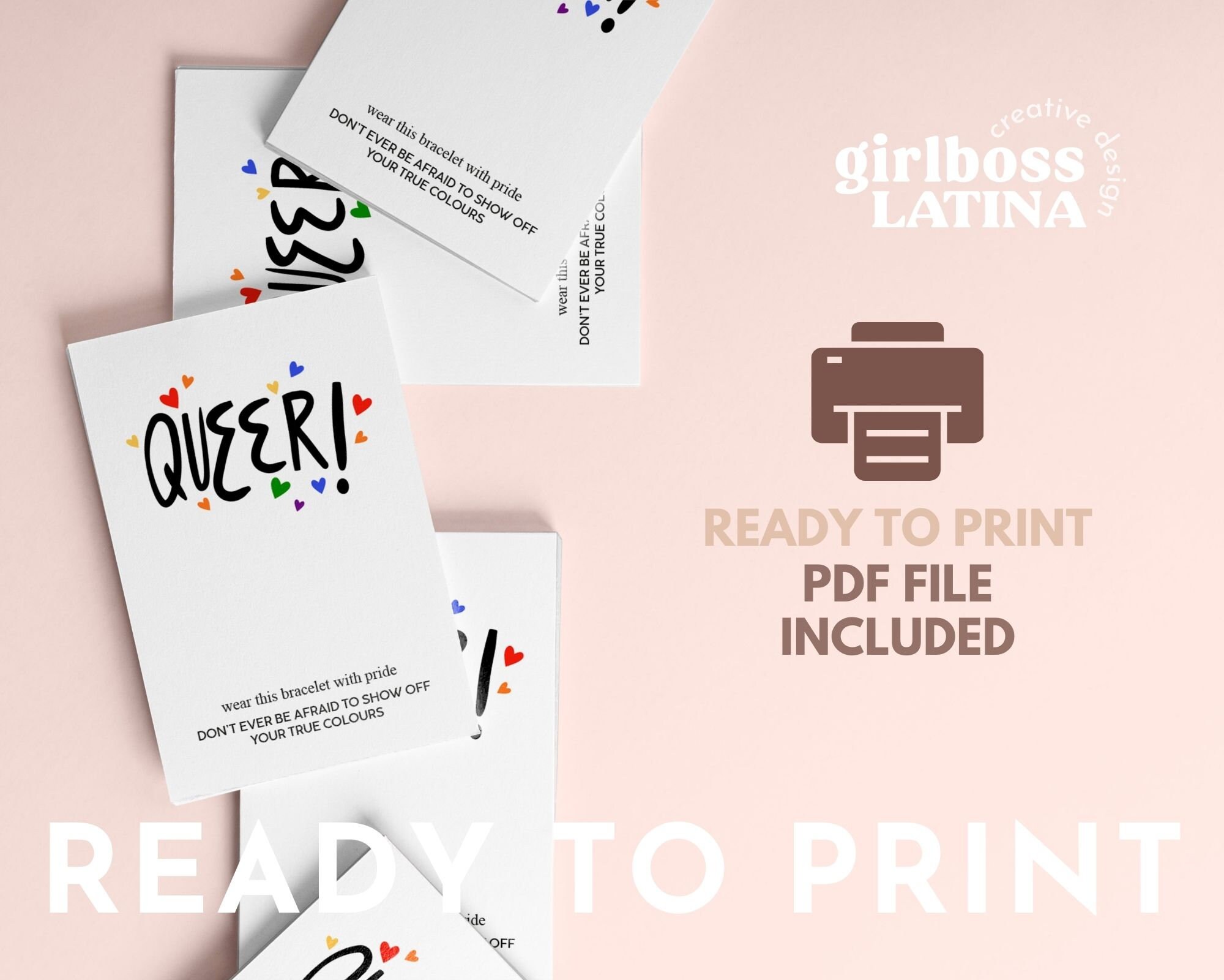 Printable Pride Bracelet Card Holder, Rainbow Bracelet Display Cards ...