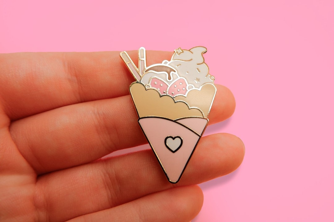 Strawberry Crepe Enamel Pin - Etsy