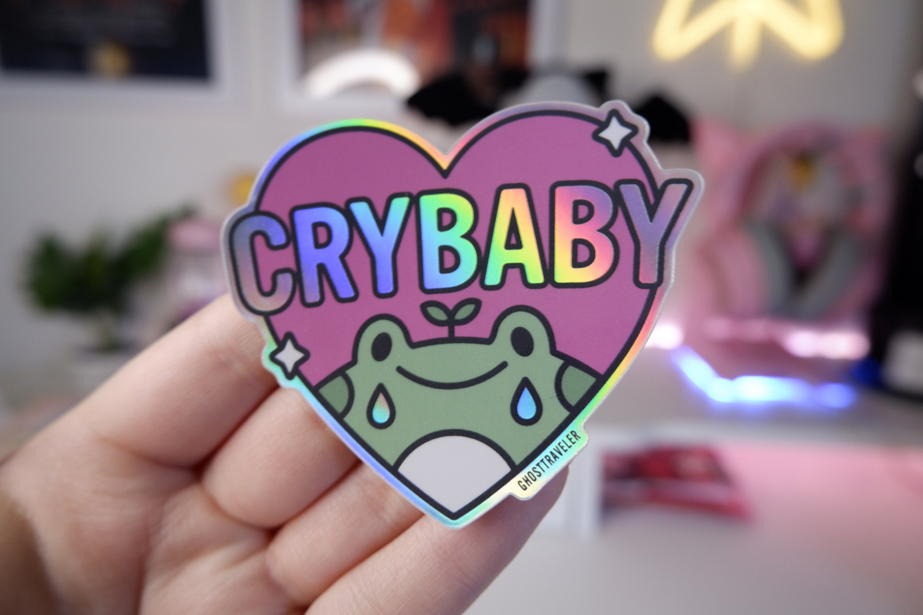 Crybaby Frog Holographic Vinyl Sticker - Etsy