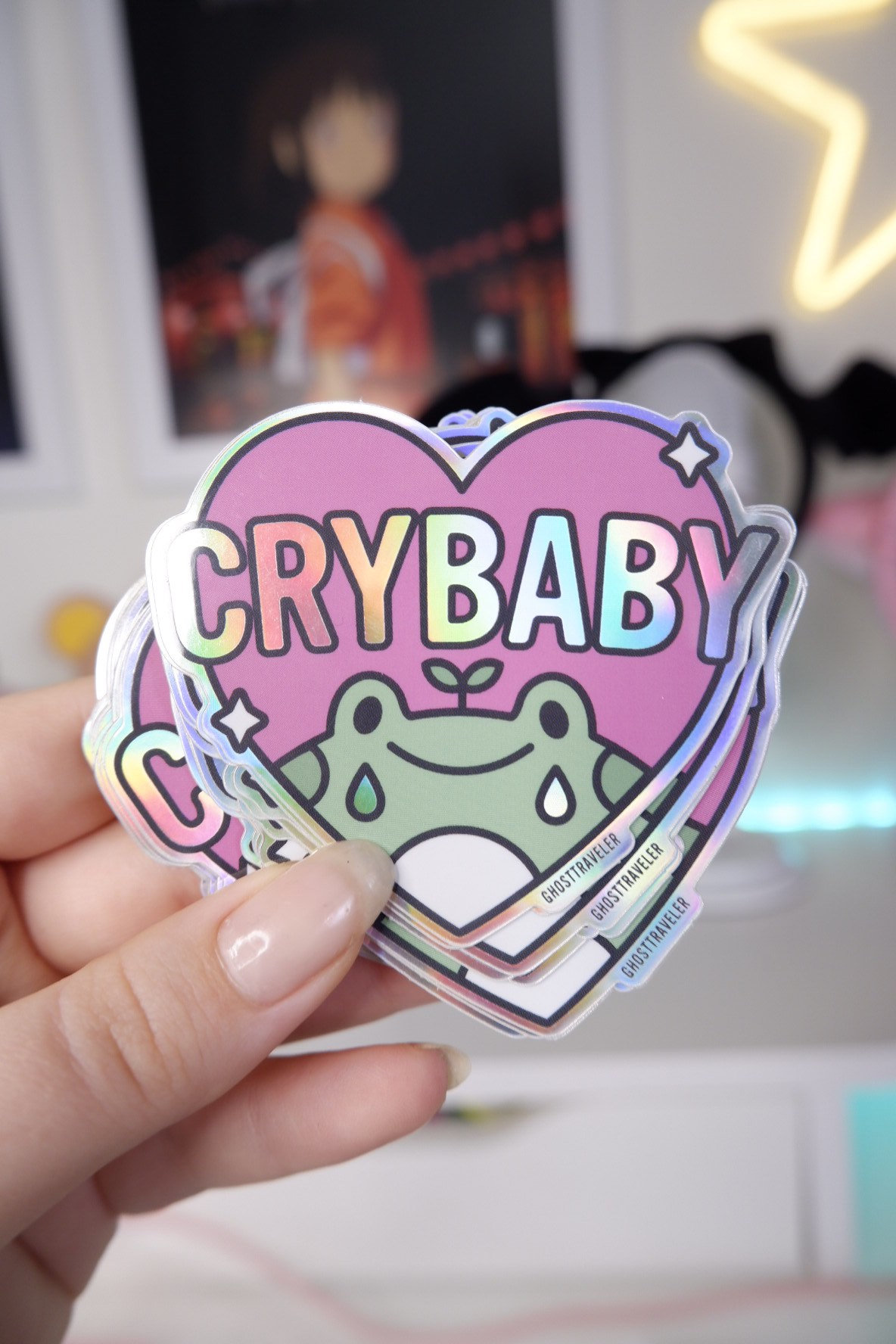 Crybaby Frog Holographic Vinyl Sticker - Etsy