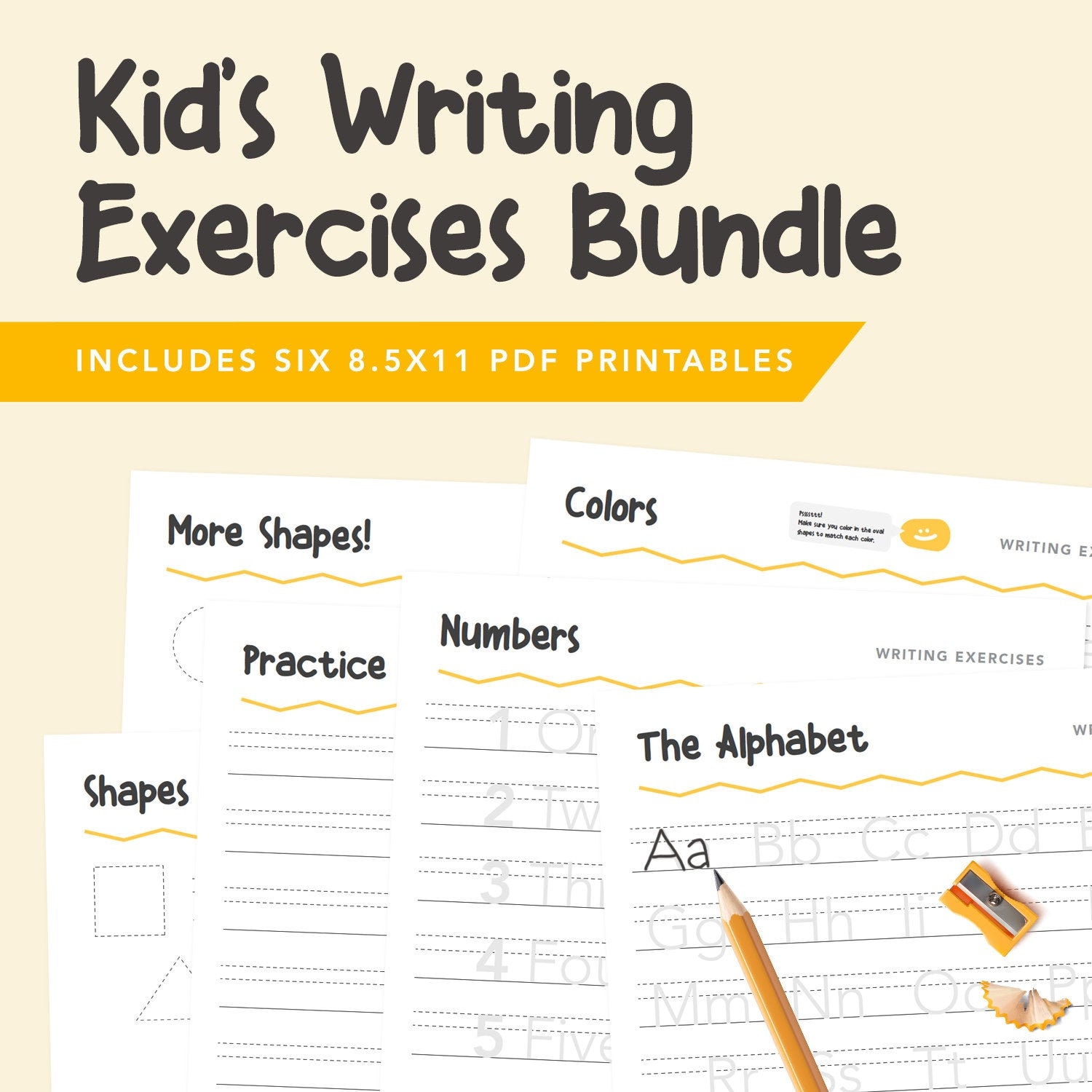 Paquete de ejercicios de escritura para niños PDF, imprimibles para ...