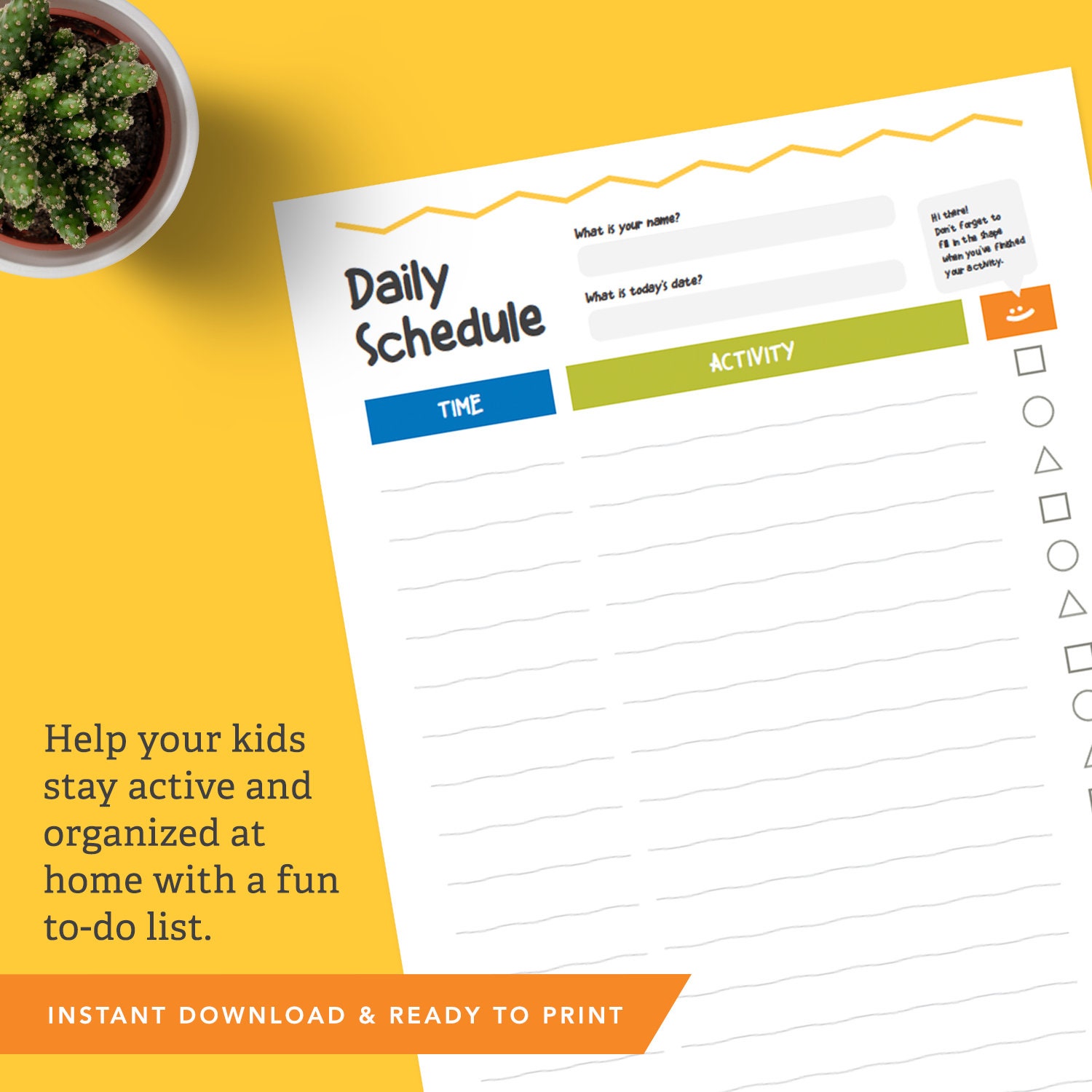 Kids Daily Schedule Planner PDF, Printable to Do List, Planner Pages ...