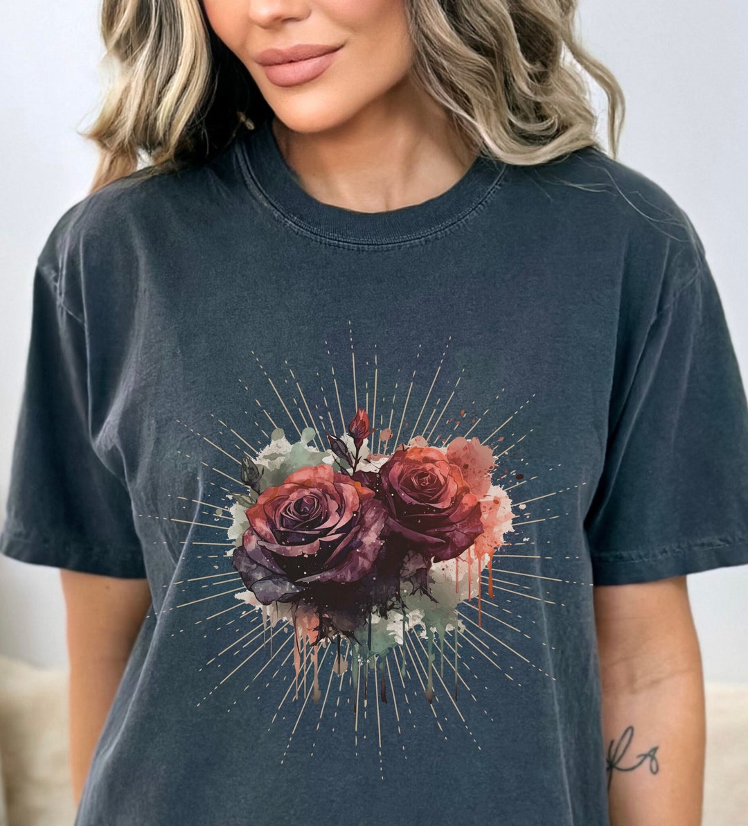 Whimsigoth Shirt, Gothic Flower Shirt, Comfort Colors® Shirt, Rose ...
