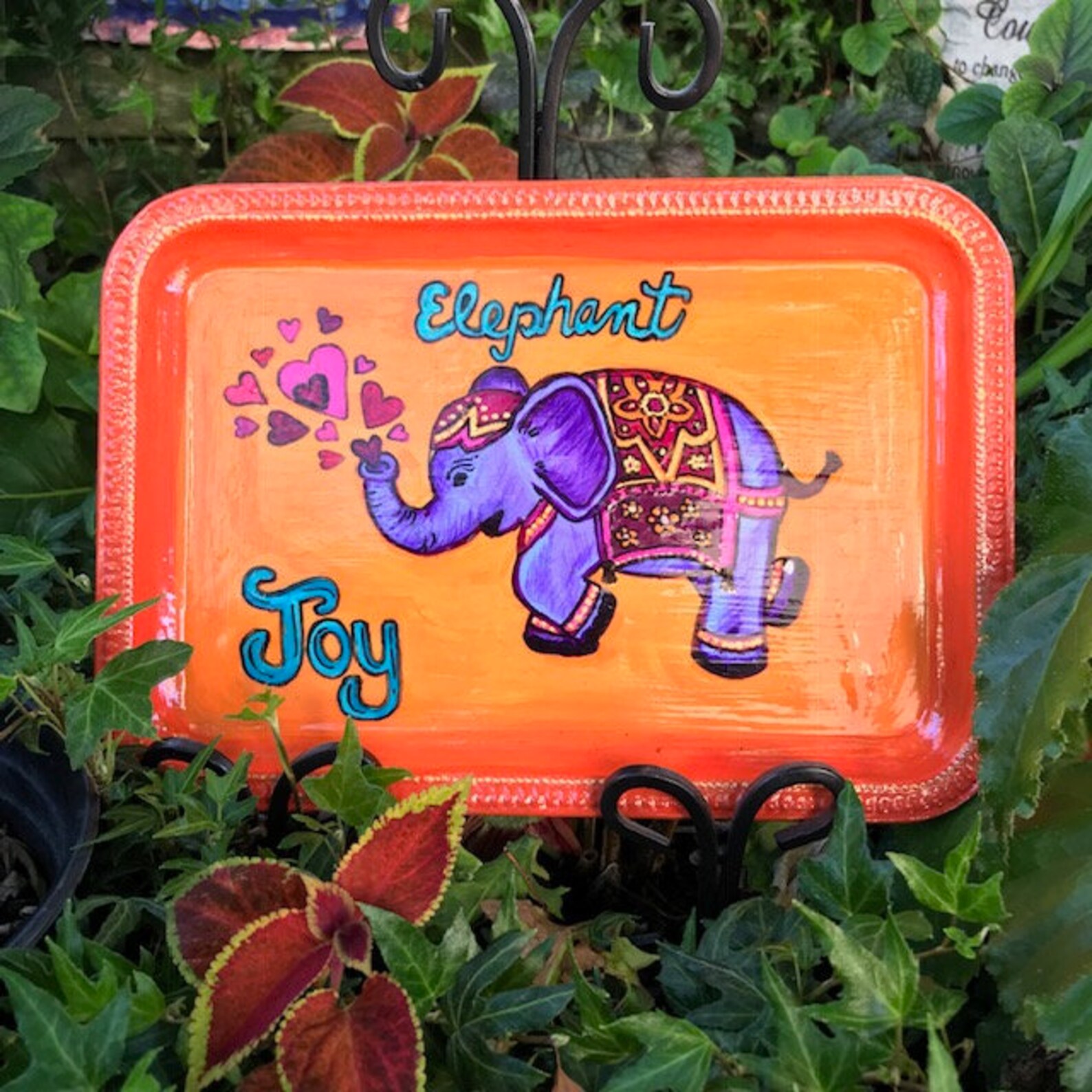 Elephant Joy Tray Art Blowing Hearts From His Purple Trunk - Etsy