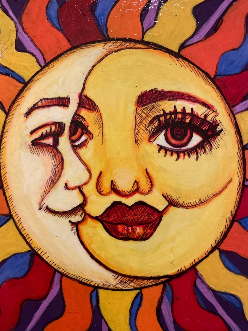Purple Sun and Moon - Etsy