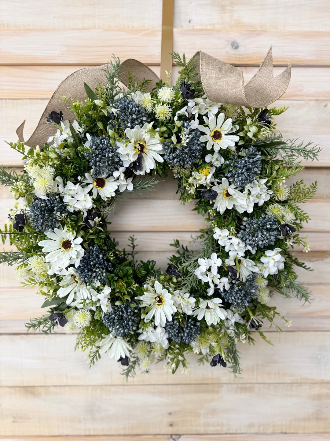 Spring Wreath for Front Door, Spring Wreath, Summer Wreath, Greenery ...