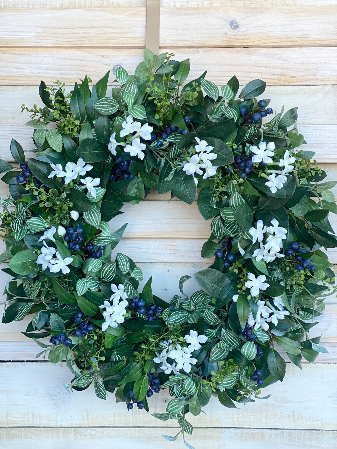 Blueberry Wreath for Front Door, Spring Wreath, Summer Wreath ...