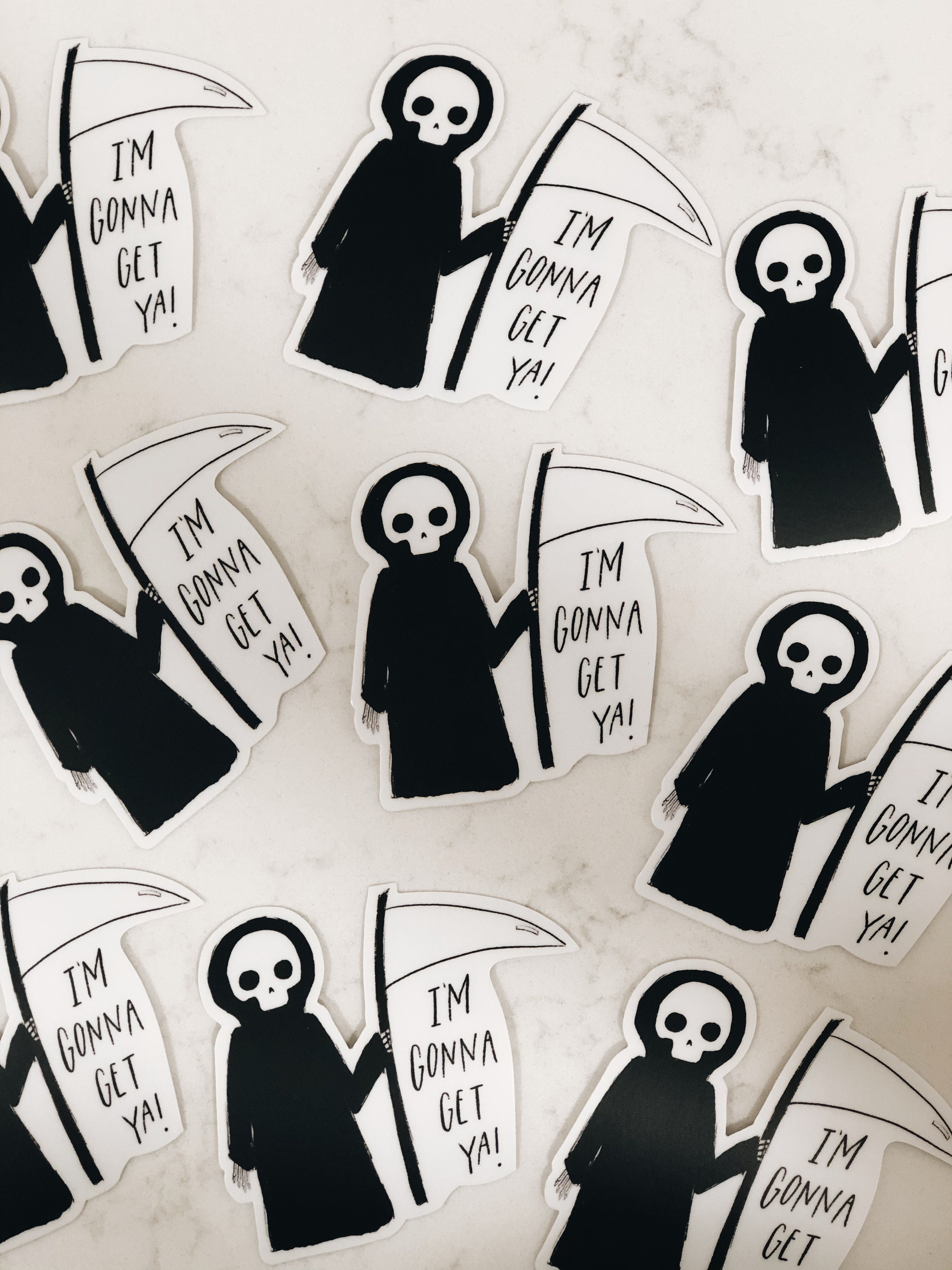 Grim Reaper Vinyl Sticker Spooky Cute Art I'm Gonna - Etsy