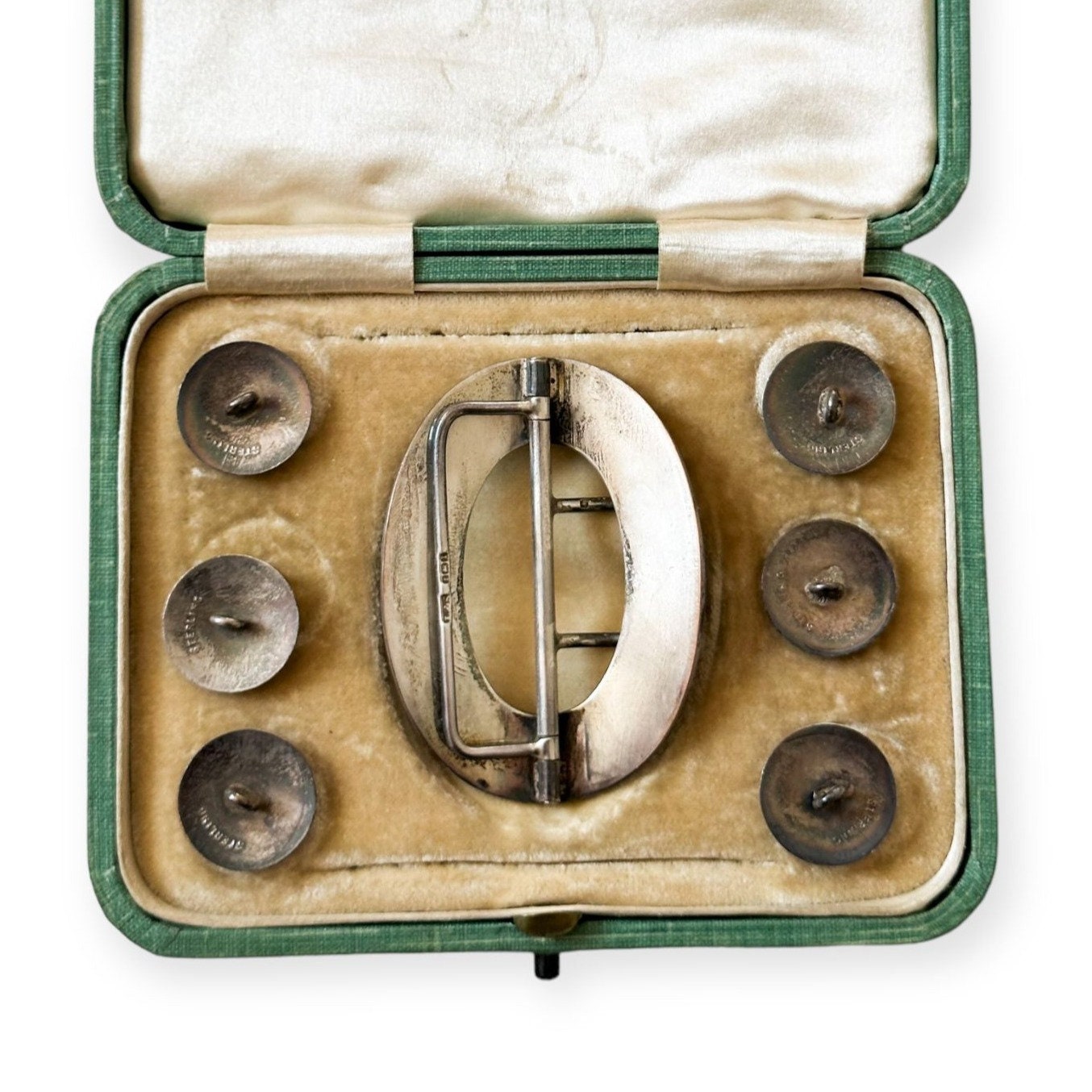 Vintage English Antique Sterling Silver/ Enamel Belt Buckle and 6 ...