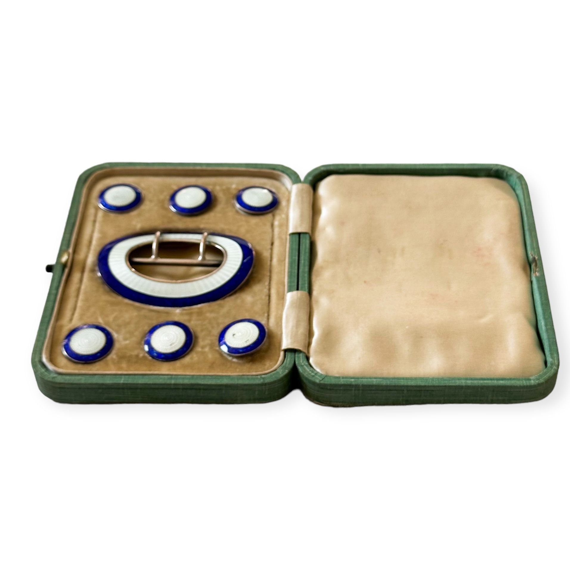Vintage English Antique Sterling Silver/ Enamel Belt Buckle and 6 ...