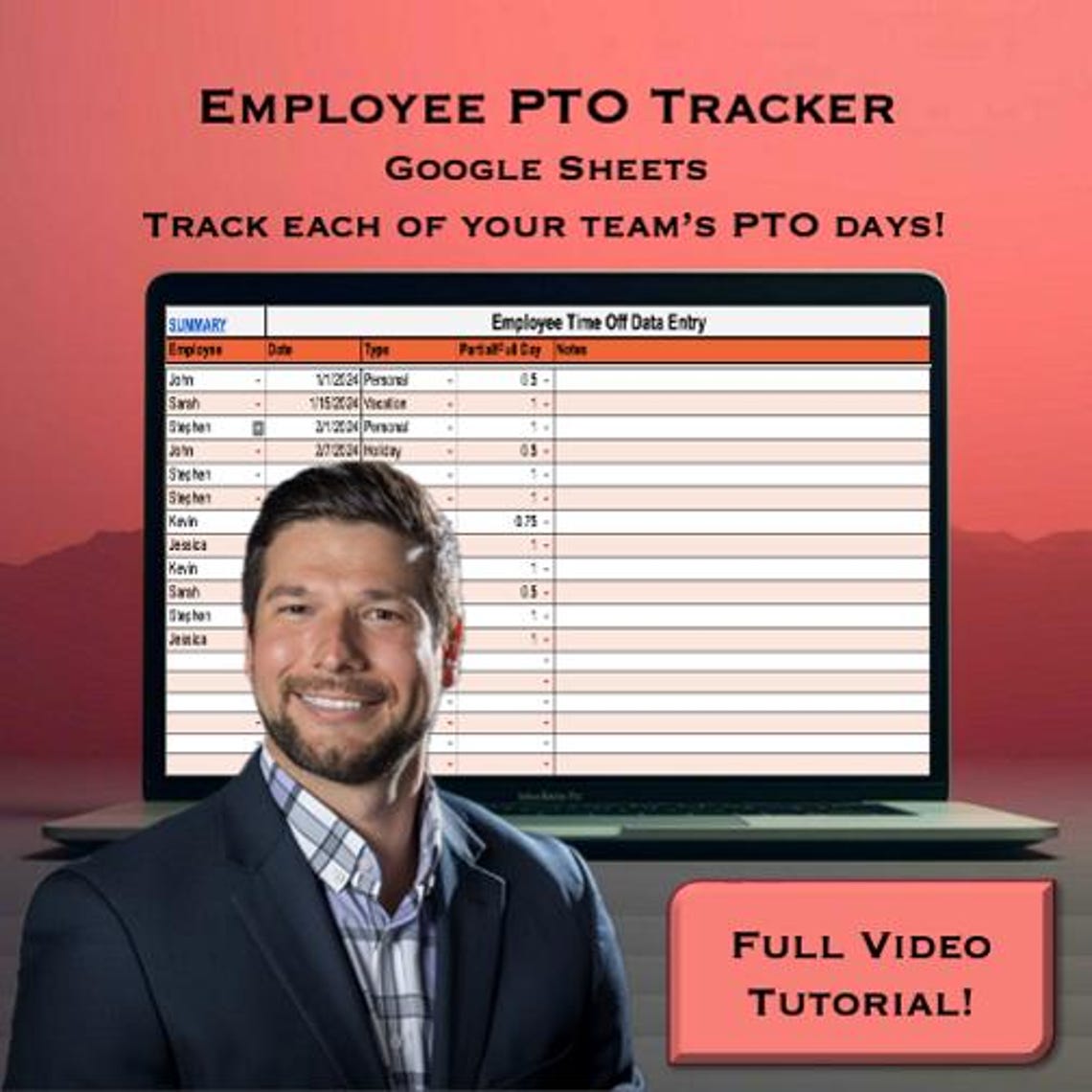 Employee PTO Time off Tracker | Employee Vacation Tracker | Employee ...