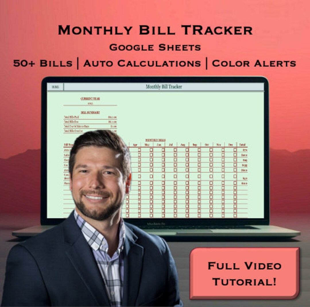 Monthly Bill Tracker Spreadsheet | Monthly Expense Tracker | Expense ...