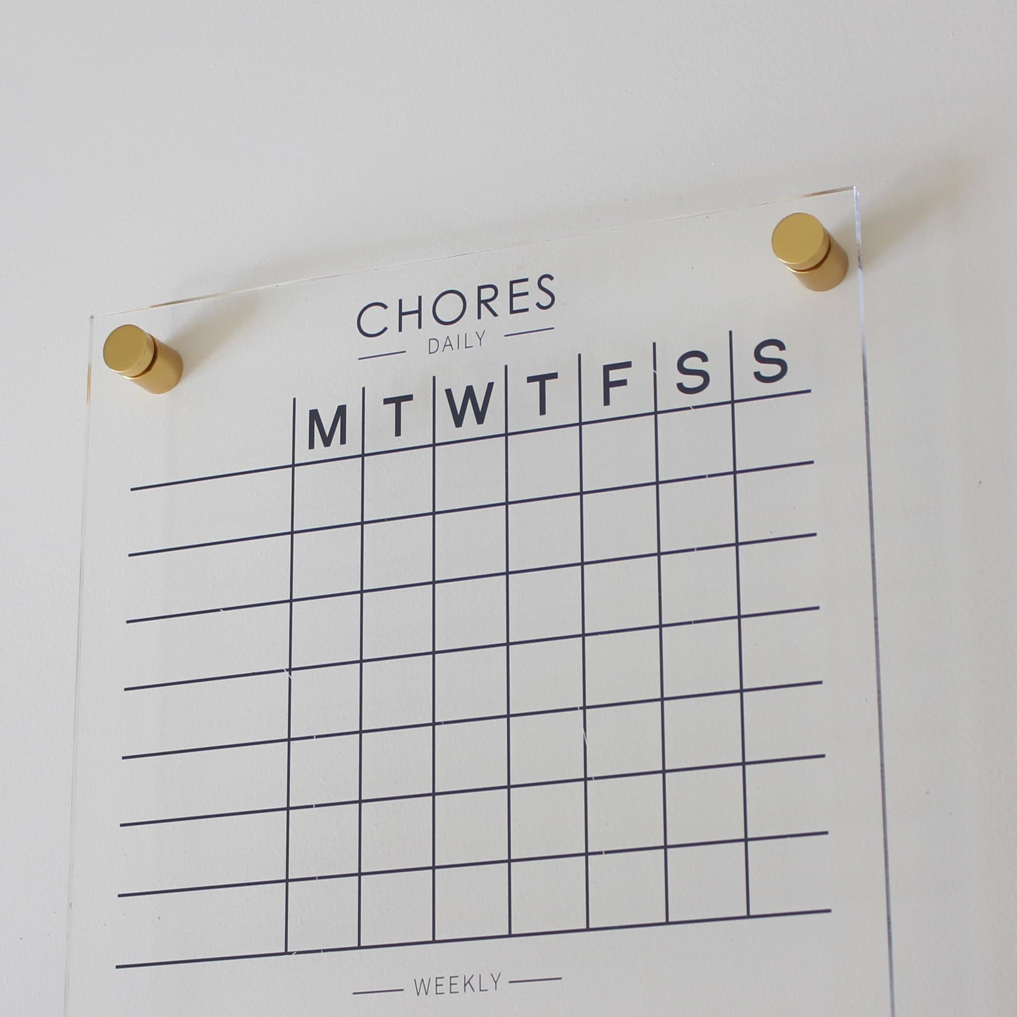 Clear Acrylic Dry Erase Chore Chart Kids Chore Chart | Etsy