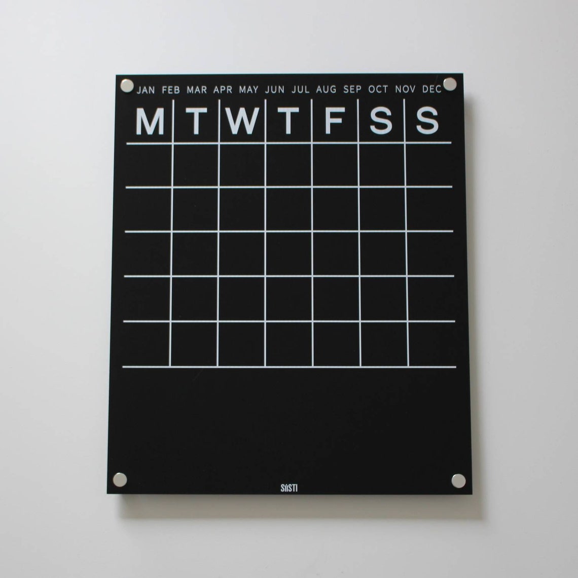 LARGE Black Acrylic Monthly Perpetual Wall Calendar Planner - Etsy