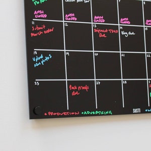 LARGE Black Acrylic Monthly Perpetual Wall Calendar Planner With Notes ...