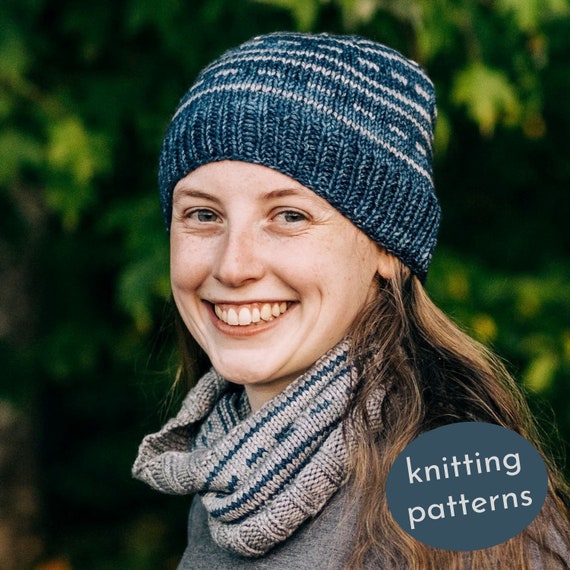 Hat Cowl Knitting Pattern Set // DK Weight Hat and Cowl // | Etsy