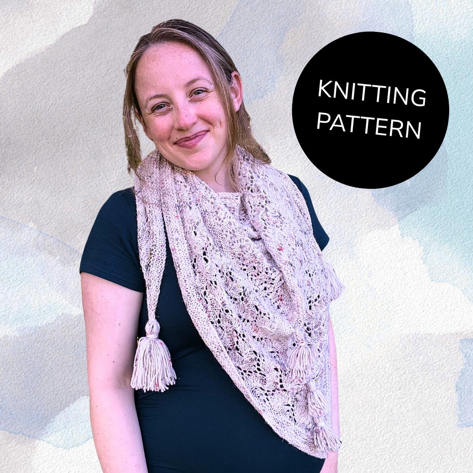 Beautiful Lace Shawl Knitting Pattern / Hand Knit Shawl With Tassels ...