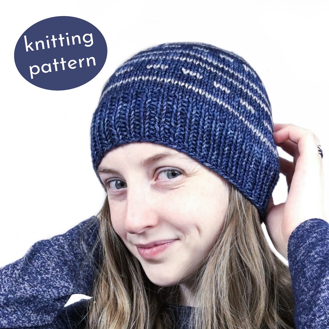 Simple Hat Knitting Pattern // DK Weight Hat // Colorwork Hat // Road ...