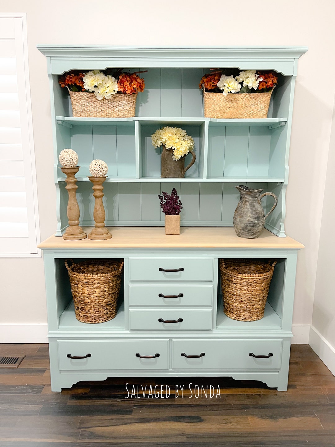 SOLD Do Not Buy Light Turquoise Hutch - Etsy