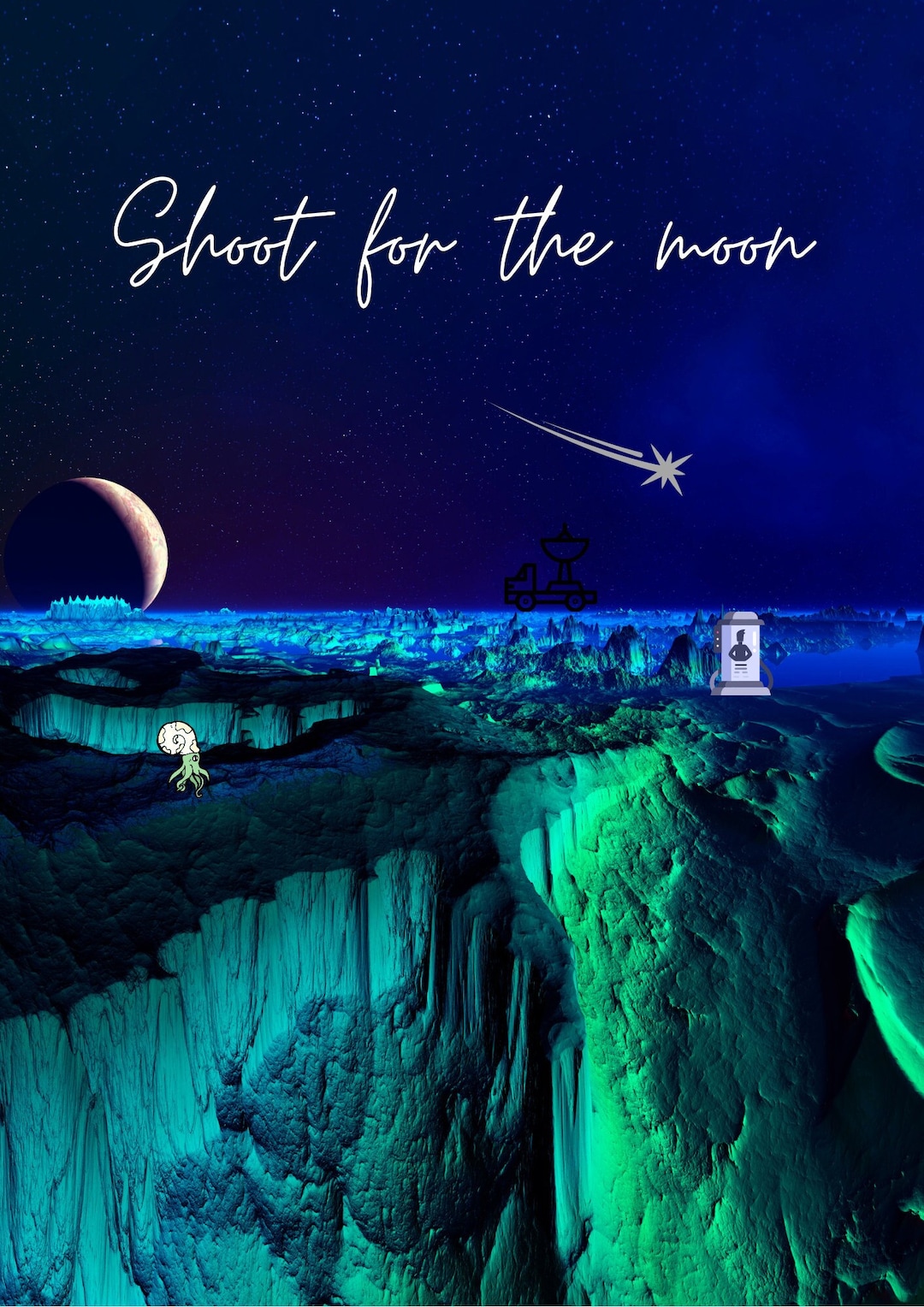 A4 "shoot for the Moon" Instant Downloadable Item, Print at Home Decor ...
