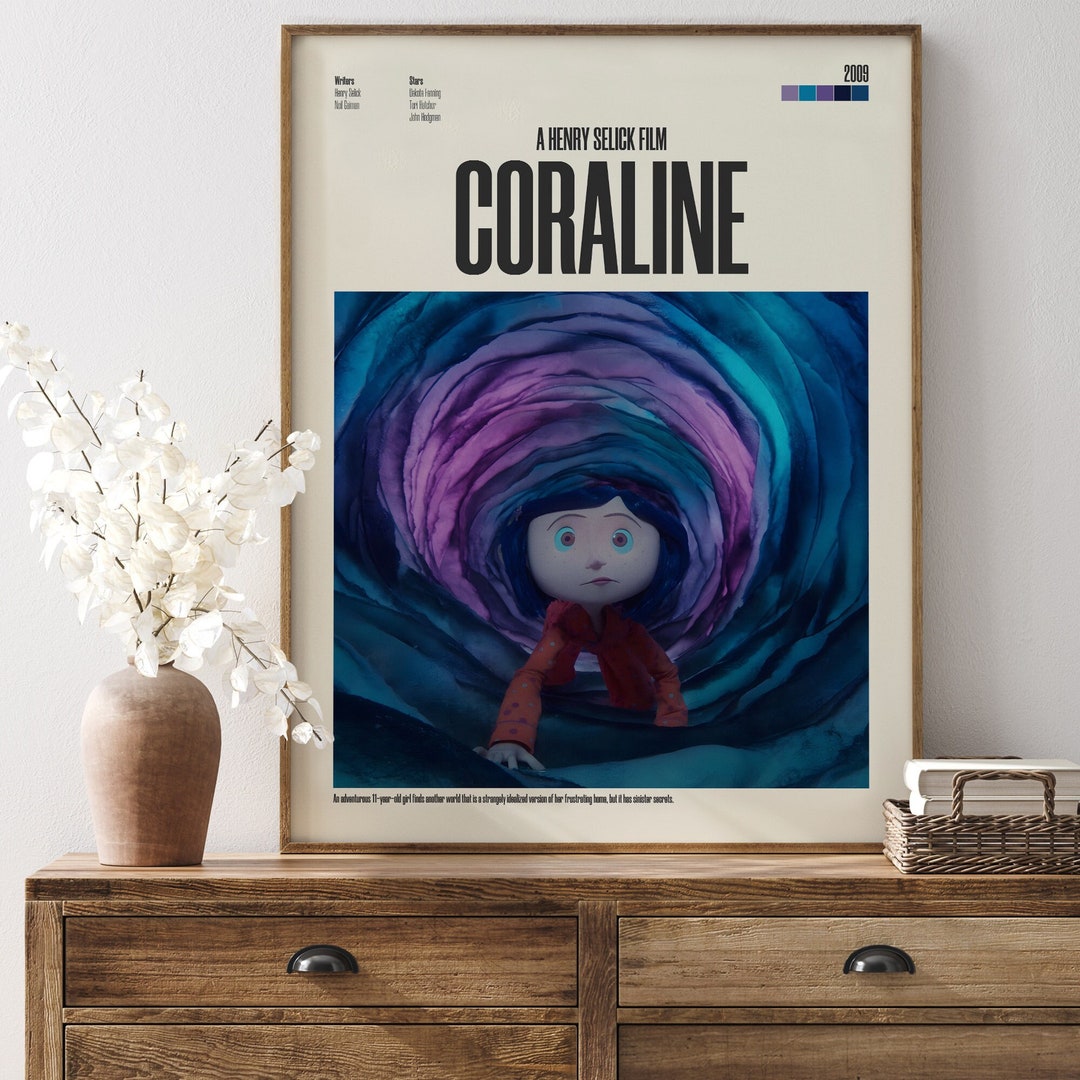 Coraline Movie Poster Minimalist Modern Framed Neil Gaiman - Etsy