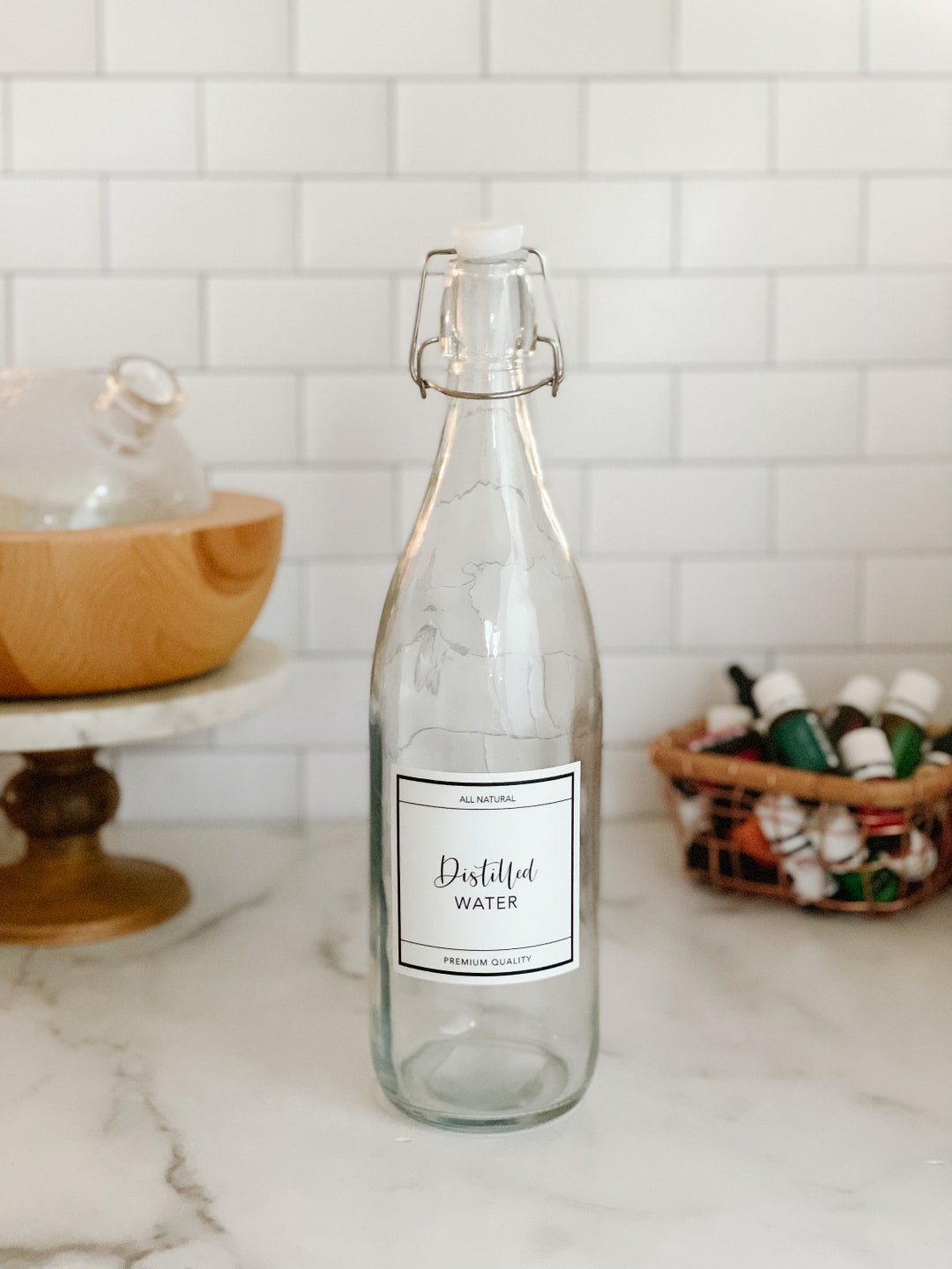 Distilled Water Label | Script Font | Water Bottle Label | Essential ...