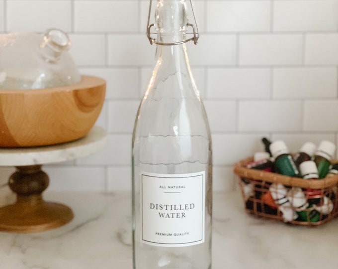 Distilled Water Label in Modern Font Water Bottle Label - Etsy