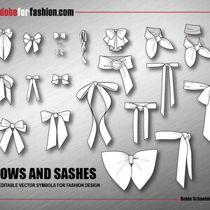 Bows and Sashes Collection of 22 Editable Vector Symbols for Fashion ...
