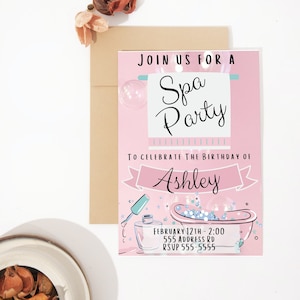 Spa Party Theme Birthday Invitation - Fully Editable and Custom Active ...