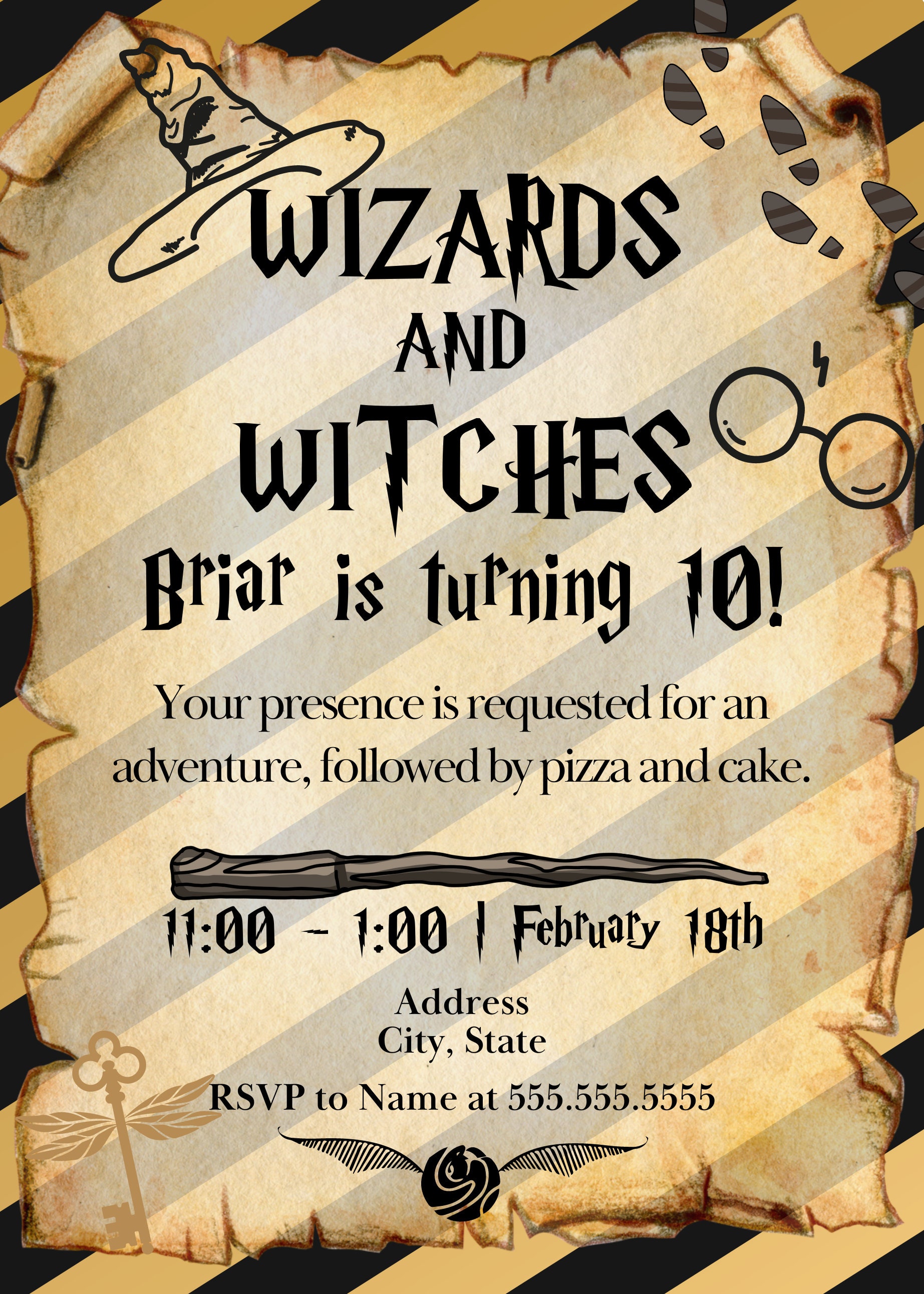 Harry Potter Hufflepuff Theme Birthday Invitation - Fully Editable and ...