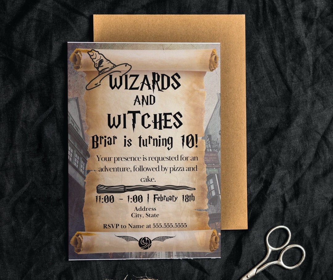 Harry Potter Theme Birthday Invitation - Fully Editable and Custom ...