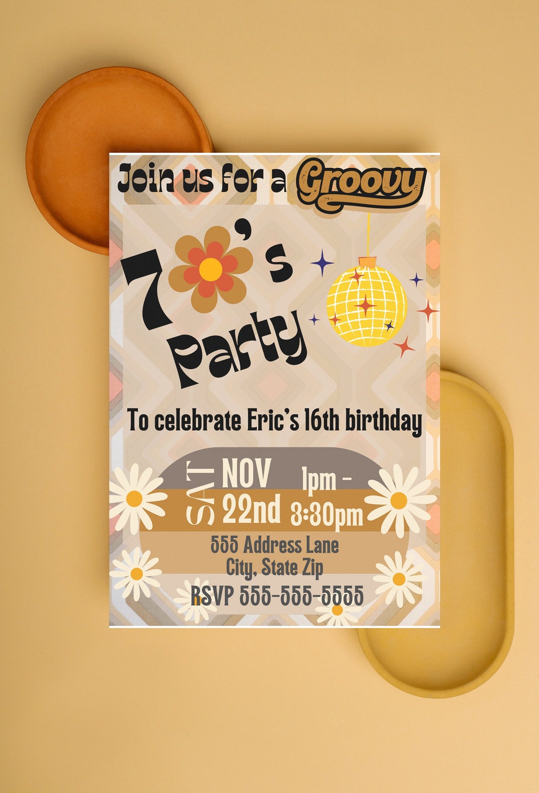 70's Theme Birthday Invitation Fully Editable and Custom - Etsy