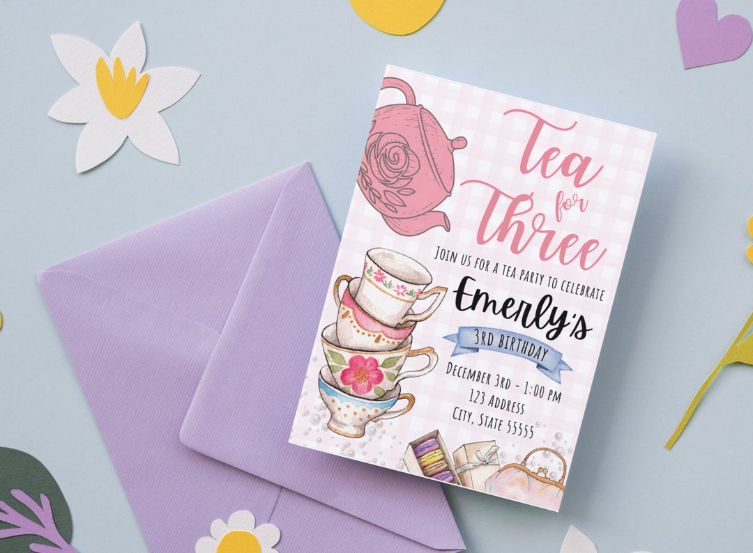 Tea Party Theme Birthday Invitation - Fully Editable and Custom - Etsy