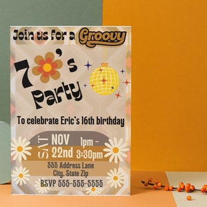 70's Theme Birthday Invitation - Fully Editable and Custom - Etsy