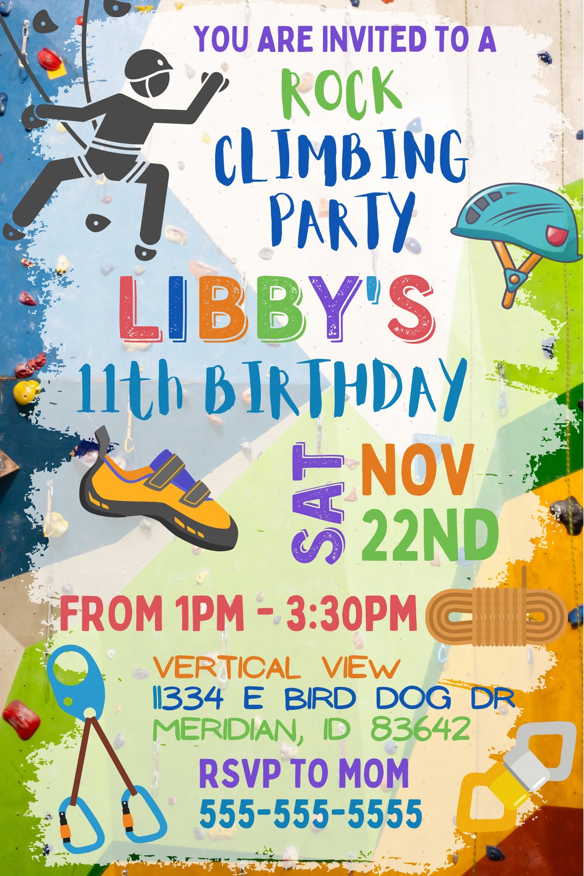 Rock Climbing Theme Birthday Invitation - Fully Editable and Custom - Etsy