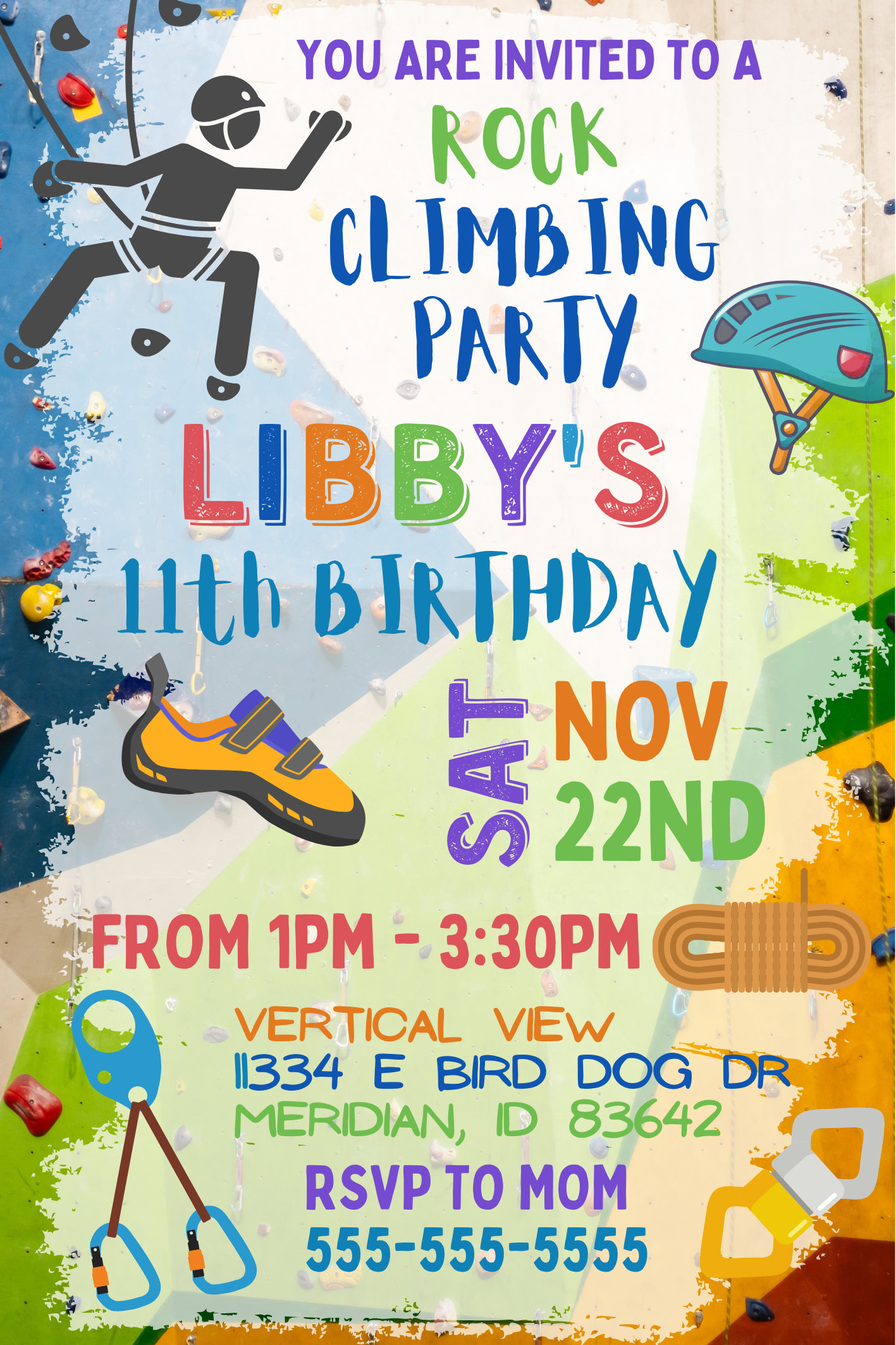 Rock Climbing Theme Birthday Invitation - Fully Editable and Custom - Etsy