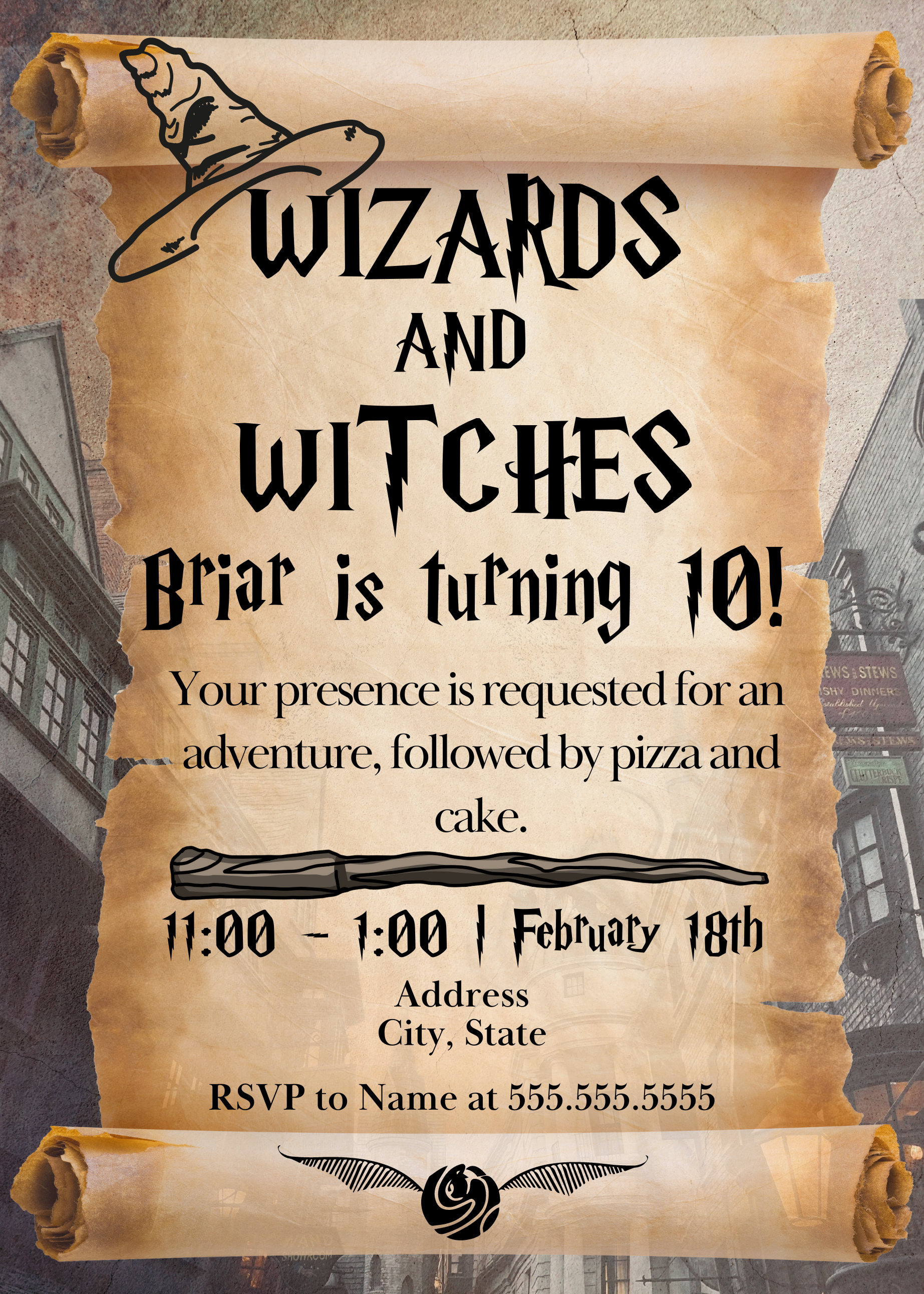 Harry Potter Theme Birthday Invitation Fully Editable and Custom Active ...