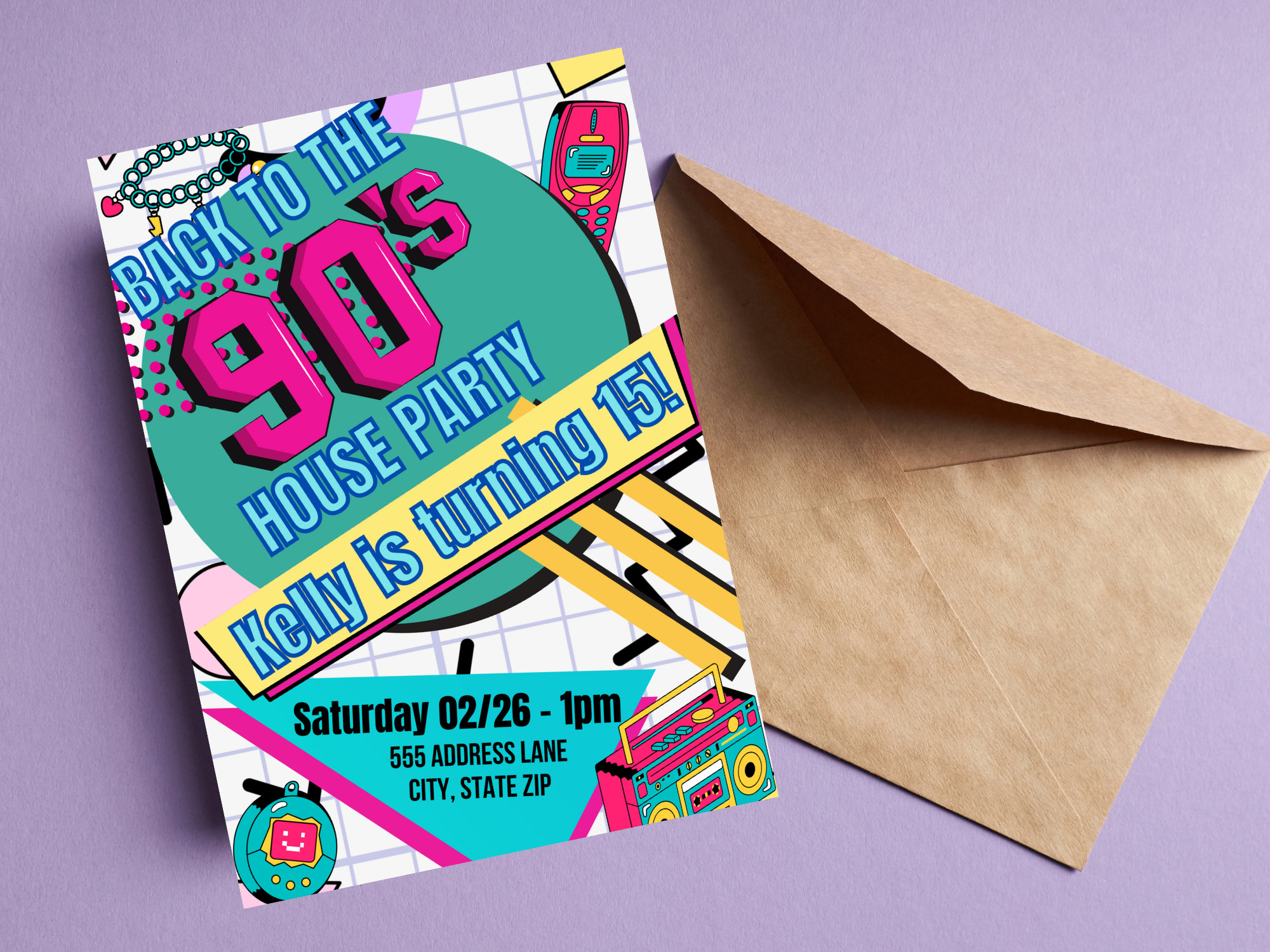 90's Theme Birthday Invitation - Fully Editable and Custom - Etsy
