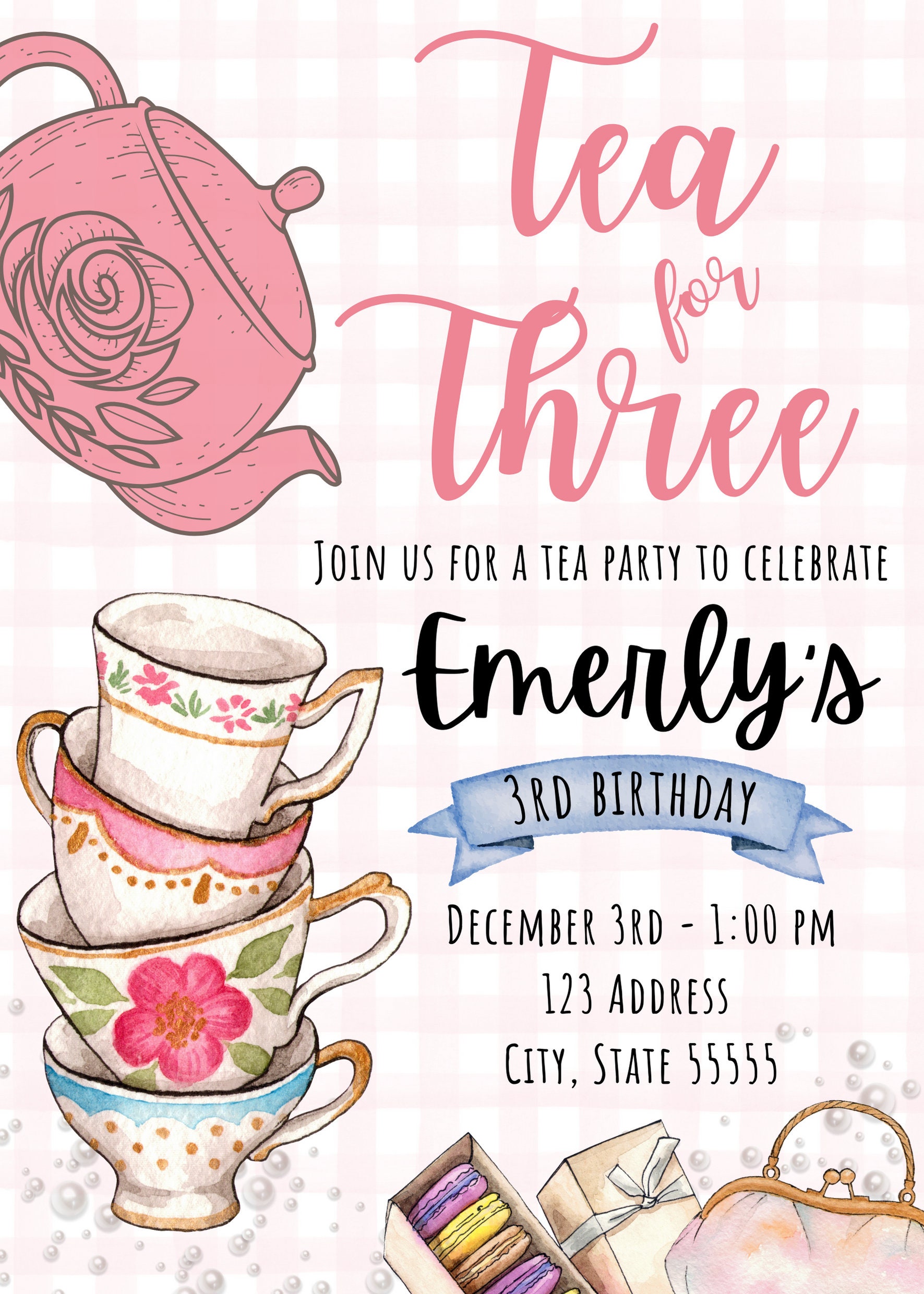Tea Party Theme Birthday Invitation - Fully Editable and Custom - Etsy