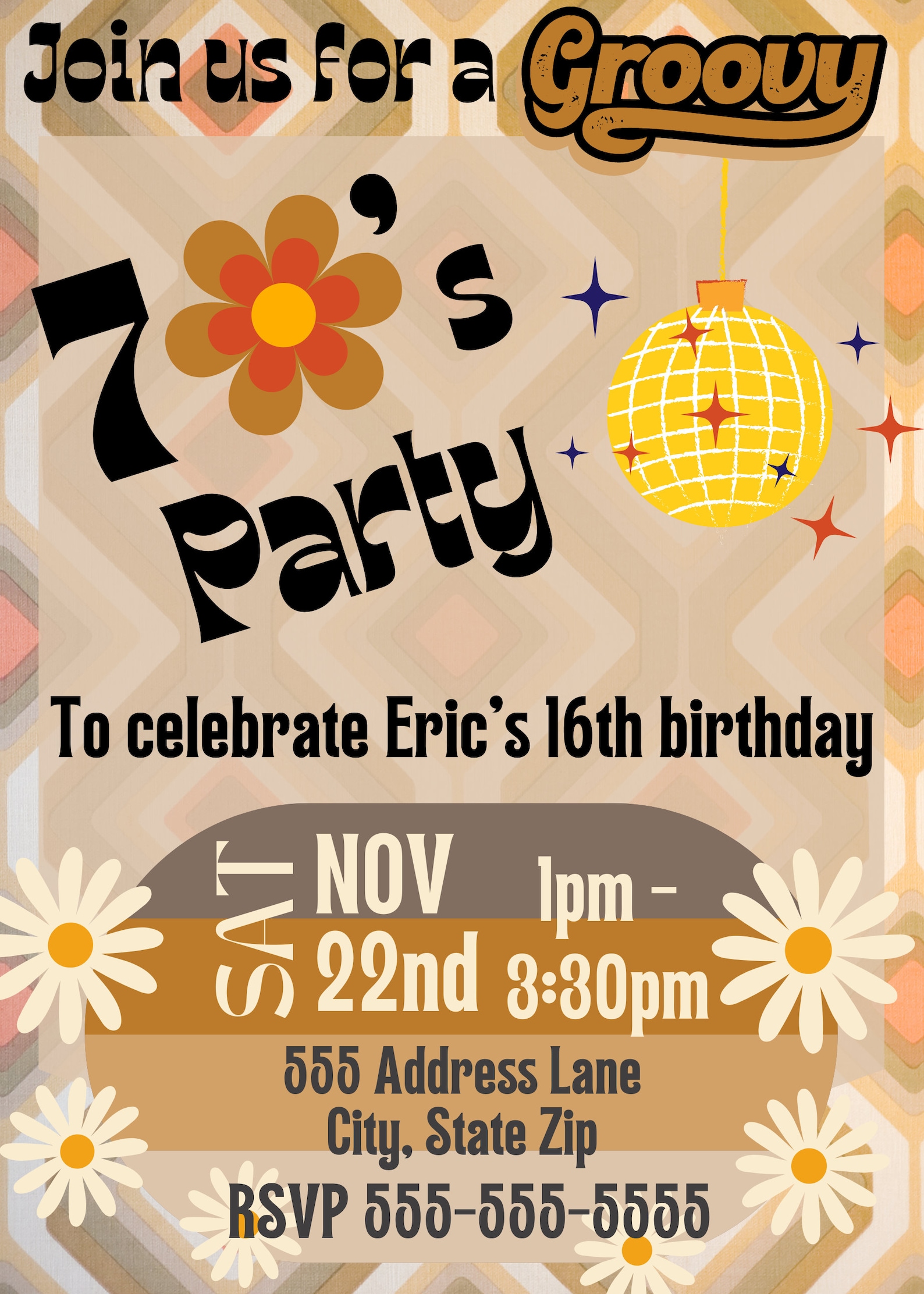 70's Theme Birthday Invitation - Fully Editable and Custom - Etsy