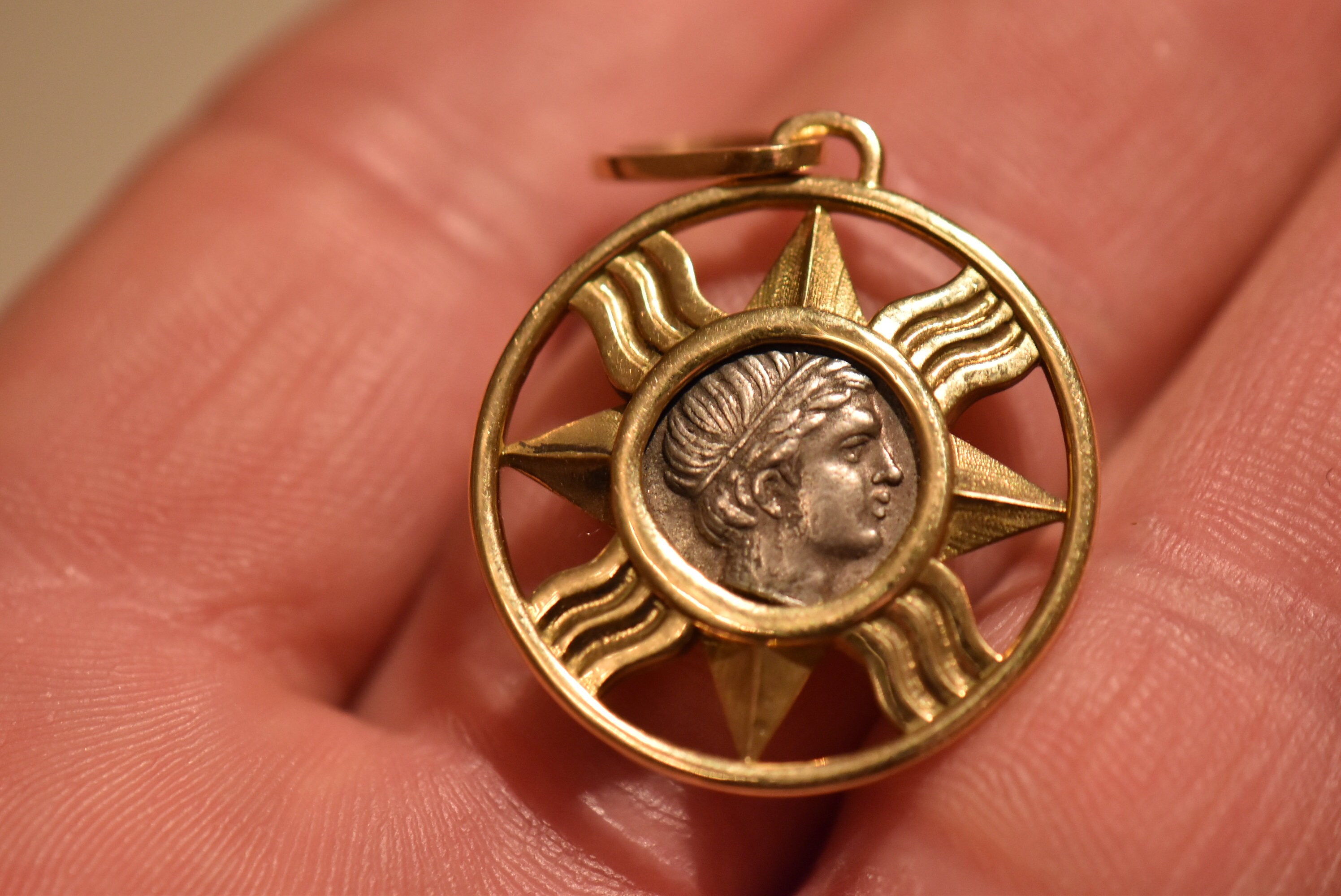 Apollo Solar Medallion Ancient Greek Coin 21k Gold - Etsy