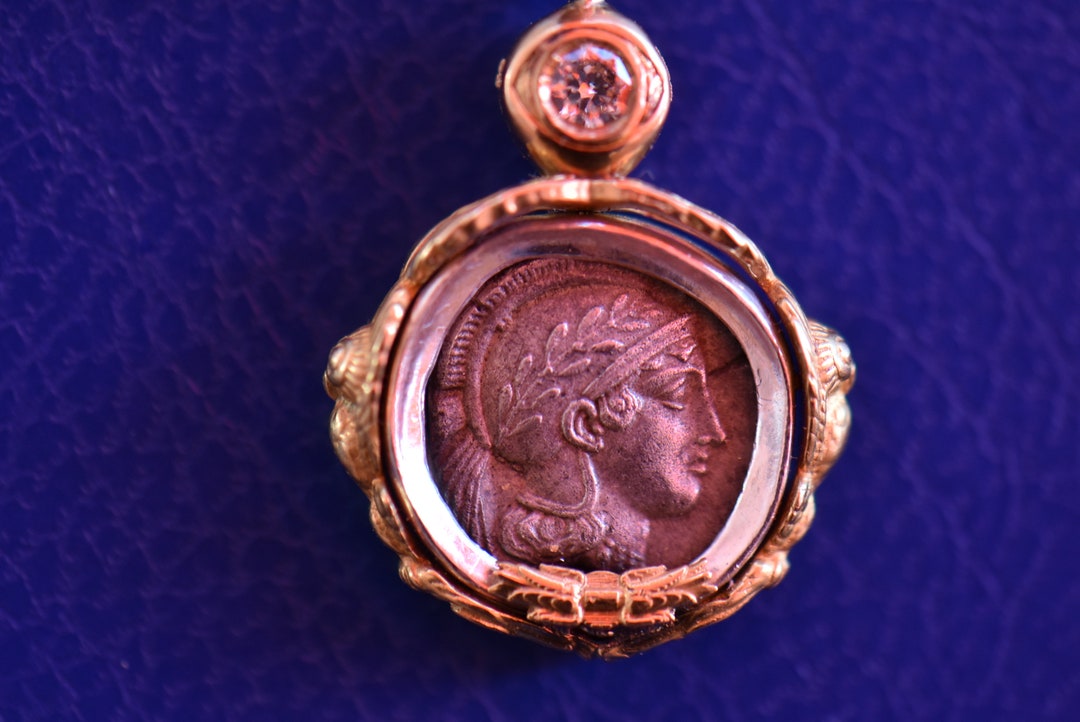 SOLD! Athena Medallion Gold 21k Diamond Ruby Authentic Ancient Greek ...