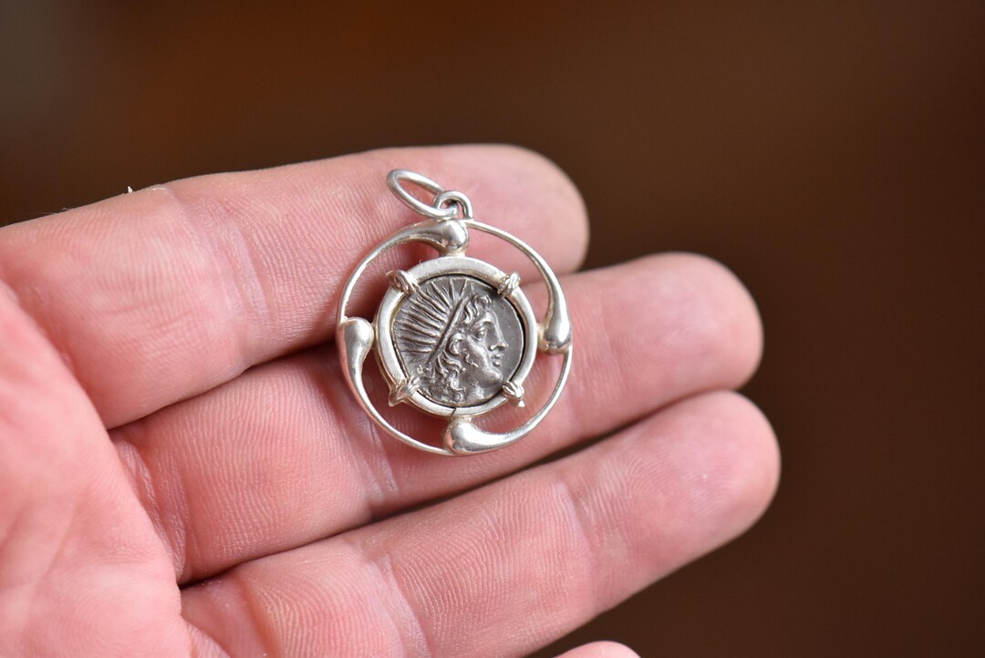 Solar Silver Medallion Ancient Greek Coin Copy With Helios-apollo - Etsy