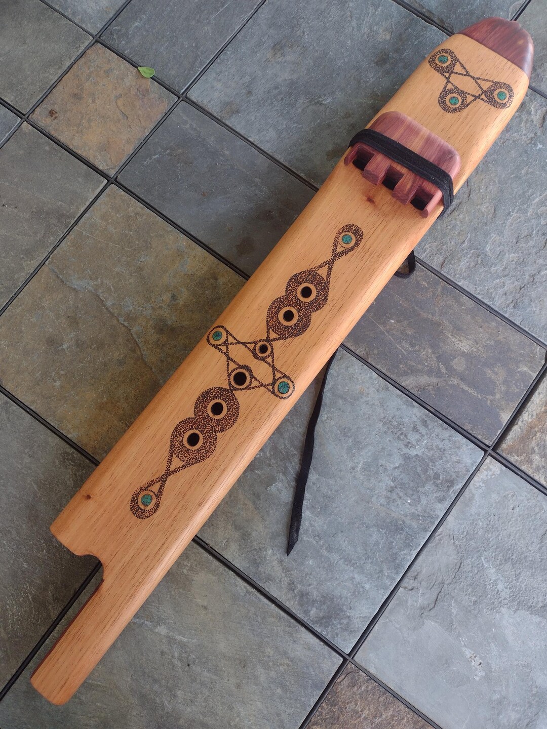 Key of E & G Native American Style Triple Drone Flute and Cloth Bag - Etsy