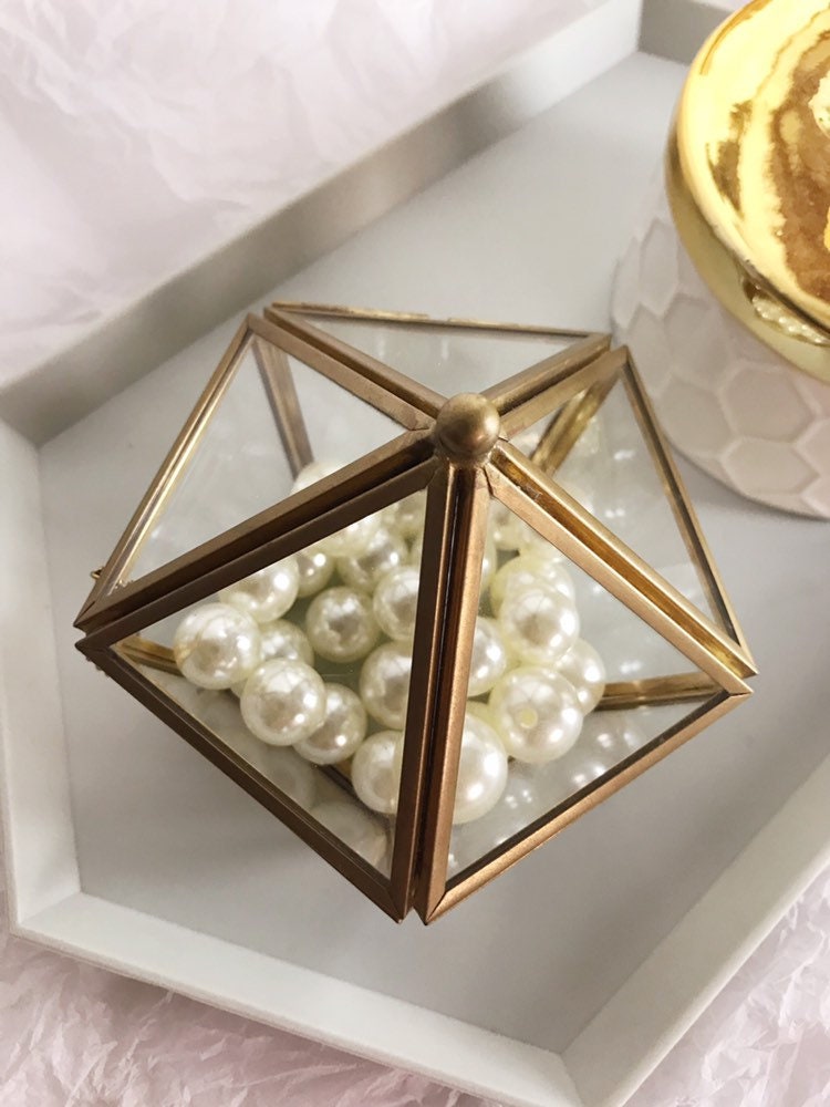 Pentagon Jew BoxCopper Brass Glass Container Display case | Etsy