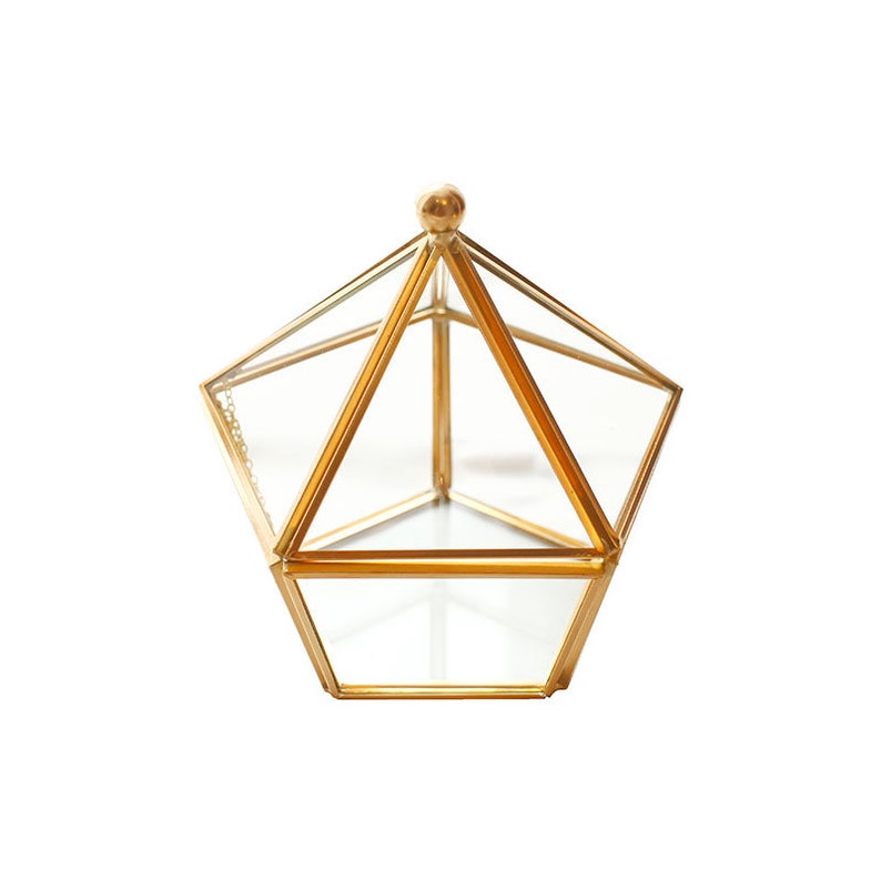 Pentagon Jew BoxCopper Brass Glass Container Display case | Etsy