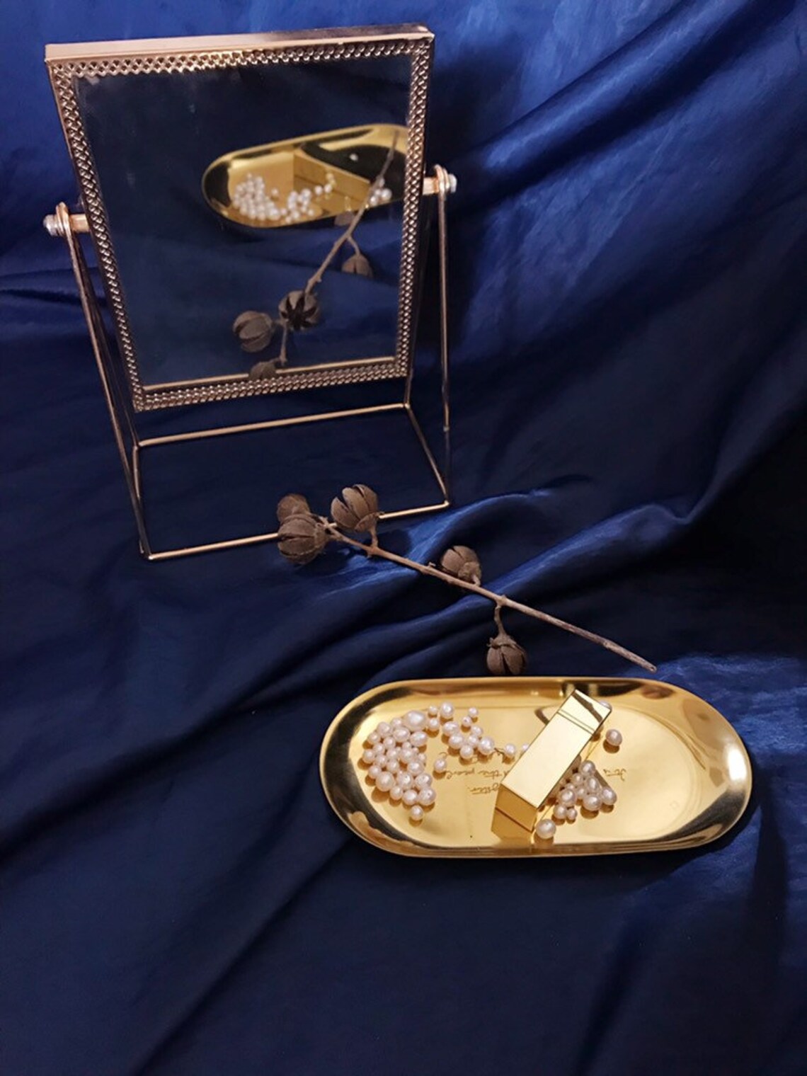 Brass Rectangle Mirrordesk Mirror With Heavy Brass - Etsy