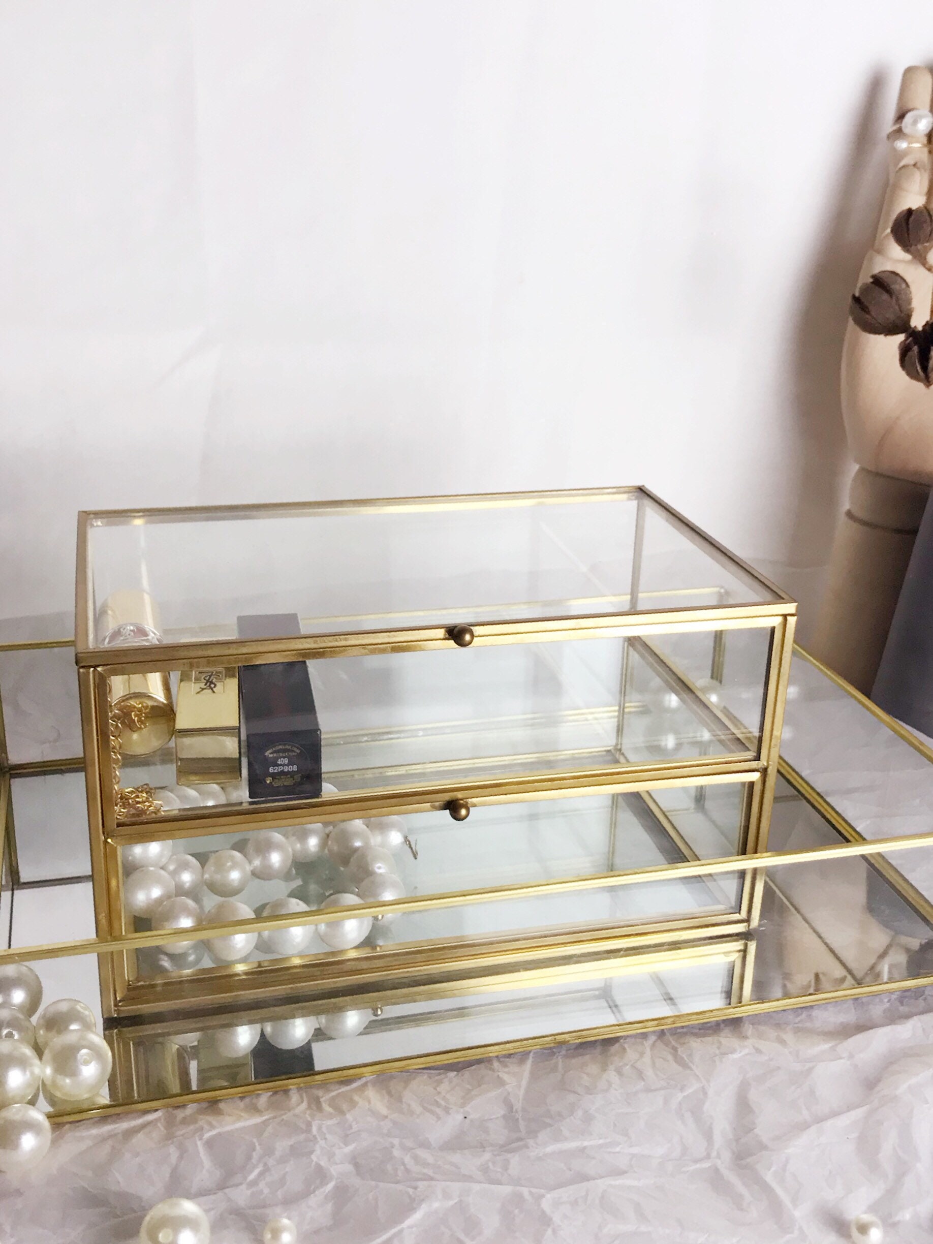 Bronze rectangular Jew Box Cuboid Bronze Glass Container | Etsy